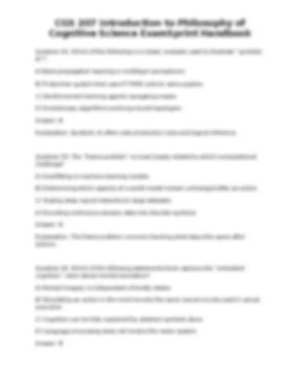 CGS 207 Introduction to Philosophy of Cognitive Science ExamSprint ...