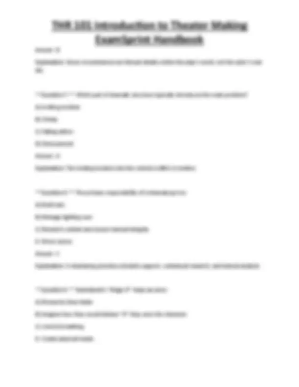 THR 101 Introduction to Theater Making ExamSprint Handbook | Exams ...