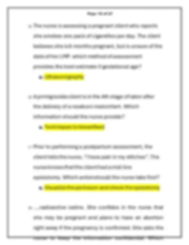 OB HESI NURSING 3345 2026 EXAM QUESTION AND ANSWER | Exams Nursing ...