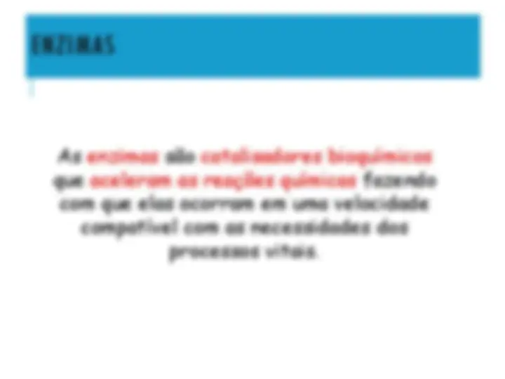 Enzimas - notas de aula - bioquímica | Notas de estudo Bioquímica | Docsity