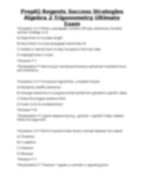 PrepIQ Regents Success Strategies Algebra 2 Trigonometry Ultimate Exam ...