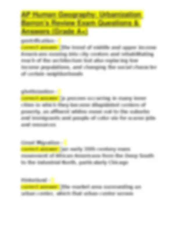 AP Human Geography: Urbanization Barron's Review Exam Questions ...