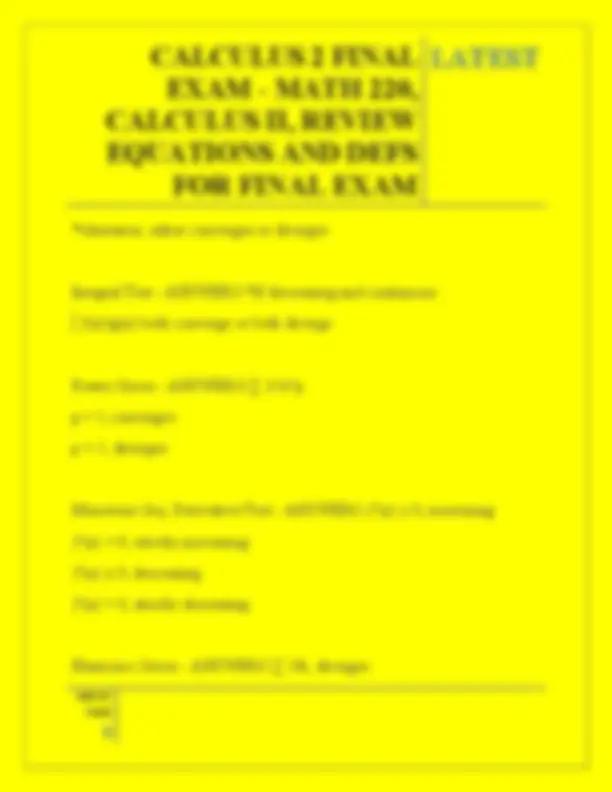 CALCULUS 2 FINAL EXAM - MATH 220, CALCULUS II, REVIEW EQUATIONS AND ...