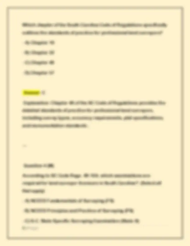 South Carolina (SC) State-Specific Land Surveyor Practice Exam (2025 ...