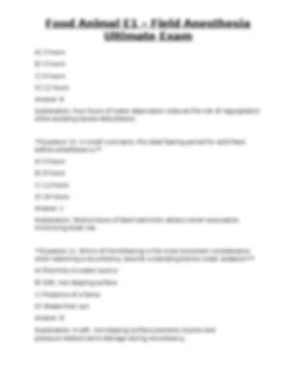 Food Animal E1 – Field Anesthesia Ultimate Exam | Exams Technology ...