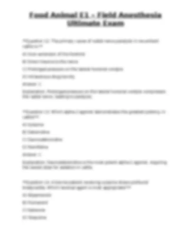 Food Animal E1 – Field Anesthesia Ultimate Exam | Exams Technology ...