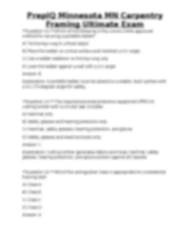 PrepIQ Minnesota MN Carpentry Framing Ultimate Exam | Exams Technology ...