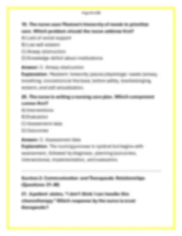 NU 301 UNIT 1 2026 EXAM: NCLEX-STYLE FUNDAMENTALS OF NURSING QUESTION ...