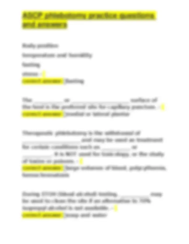ASCP phlebotomy practice questions and answers | Exams Laboratory ...