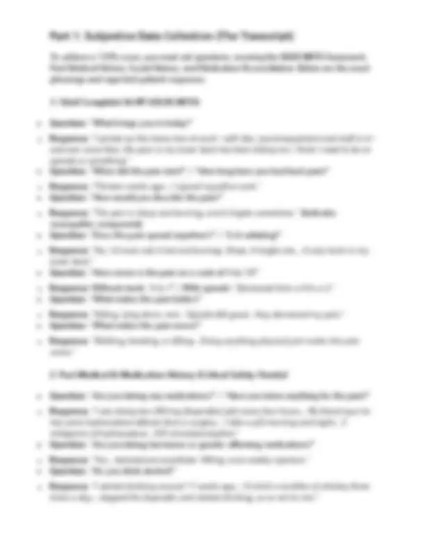 Tanner Bailey Pain Management Shadow Health Focused Exam Transcript ...