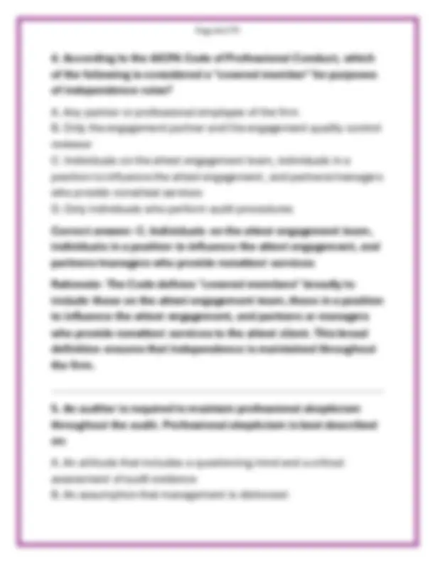 UNIFORM CPA — AUDITING AND ATTESTATION (AUD) PRACTICE EXAMINATION 2026 ...