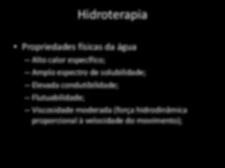 Recursos Fisioterapeuticos II - Recursos terapêuticos II: hidroterapia e Mecanoterapia | Docsity