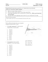 Test 1 for Statics with correct answers | ESM 2104 - Docsity