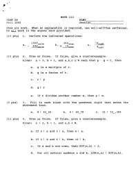 Exam 2B Questions - Elements of Numbers and Operations | MATH 212 - Docsity
