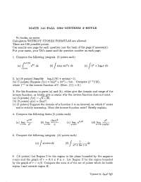 Midterm Exam 2, Boyle, Fall 1994 - Calculus II | MATH 141 - Docsity