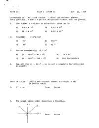 10 Questions Exam 4 - Developmental Mathematics | MATH 003 - Docsity