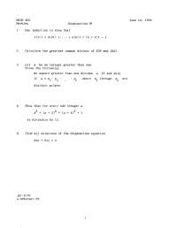 5 Problems Exam 1 - Introduction to Number Theory | MATH 406 - Docsity