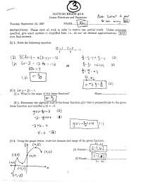 Exam 1 A with Answers Key - Linear Functions and Equations | MATH 003 ...