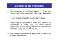 Elementos de transición - Apuntes de Química - Docsity