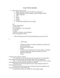 General Biology Review Questions for Exam 1 | BIOL 1005 - Docsity