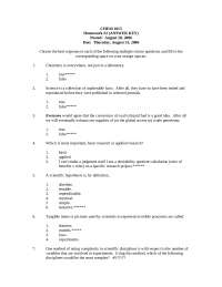 Homework 2 Answer Sheet | Introduction to Chemistry | CHEM 1015 - Docsity