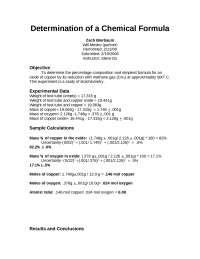 Determination of a Chemical Formula - Lecture Notes | CHEM 1045 - Docsity