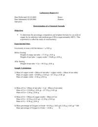 Determination of a Chemical Formula - Laboratory Report 3 | CHEM 1045 ...