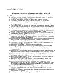 Study Guide Definitions, Chapter 1 - General Biology | BIOL 1005 - Docsity