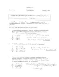 General Chemistry - Resolution for Test 2 Form A | CHEM 1035 - Docsity