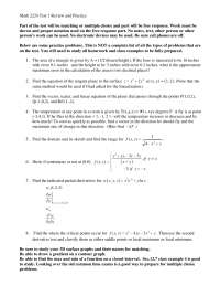 Review Sheet # 1 - Multivariable Calculus | MATH 2224 - Docsity