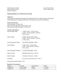 Determination of Chemical Formula - Experiment | CHEM 1045 - Docsity