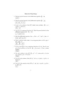 Final Exam Solutions for Elementary Differential Equations | MATH 214 - Docsity