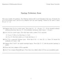 Topology I: Topology of Metric Spaces - Preliminary Exam | MATH 631 ...
