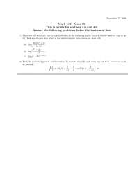 Quiz 10 - Analytic Geometry and Calculus I | MATH 113 - Docsity