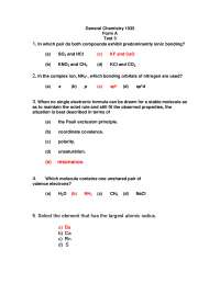 Test 3 Solutions for General Chemistry - Fall 2005 | CHEM 1035 - Docsity