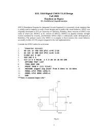 Handout on Hspice | Digital CMOS VLSI Design | EEL 5344C - Docsity