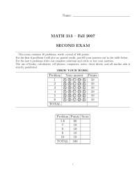 10 Solved Problems - Examination 2 | MATH 213 - Docsity