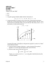 Mathematics for Aerospace Engineering Sciences 1 - Assignment 12 | ASEN ...