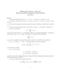 Homework 1 Solved Questions - Differential Equations | MATH 301 - Docsity