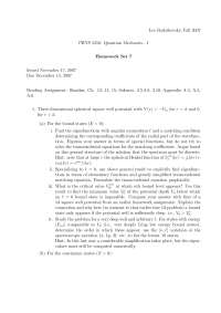 Introduction to Quantum Mechanics 1 - Homework Set 7 | PHYS 5250 - Docsity