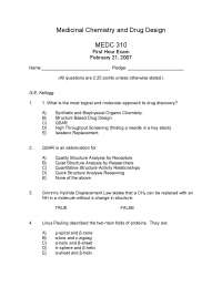52 MCQs on Medicinal Chemistry and Drug Design | MEDC 310 | Exams ...
