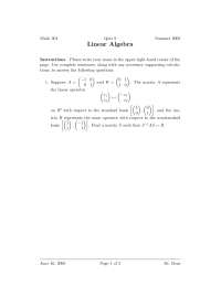 2 Unsolved Problems on Linear Algebra - Quiz 9 | MATH 304 - Docsity