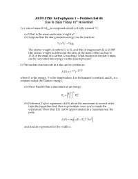 Problem Set 5 - Astrophysics 1 - Stellar and Interstellar | ASTR 3730 - Docsity