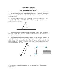 8 Problems on Exercise Biomechanics in Laboratory | KINE 426 - Docsity