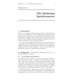 The Michelson Interferometer - Lab Experiment 4 | PHYS 375 - Docsity