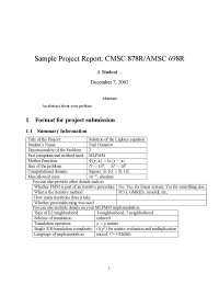 Sample Project Report - Laplace Equations | CMSC 878R - Docsity