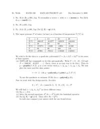 MATLAB Project 4 - Introduction to Linear Algebra | MATH 240 - Docsity