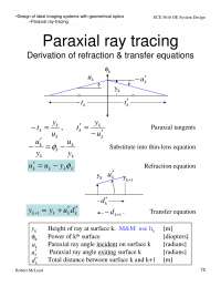 Paraxial Ray Tracing Derivations of Refraction and Transfer Equations ...