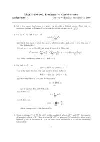 Enumerative Combinatorics - Assignment 7 | MATH 630 - Docsity