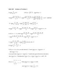 Worksheet 1 with Solutions - Calculus | MATH 1205 - Docsity